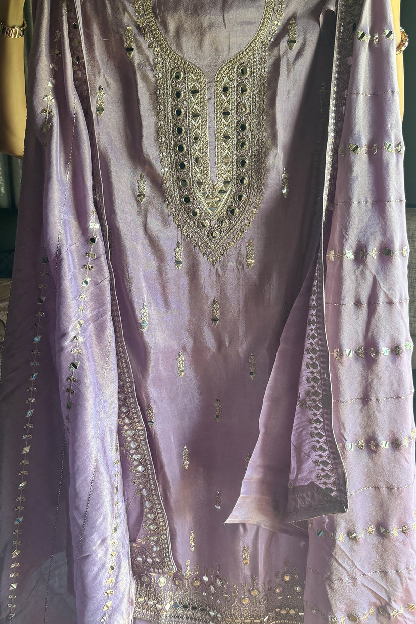 Tissue Unstitched Mirror Work Suit – Charu Kapoor