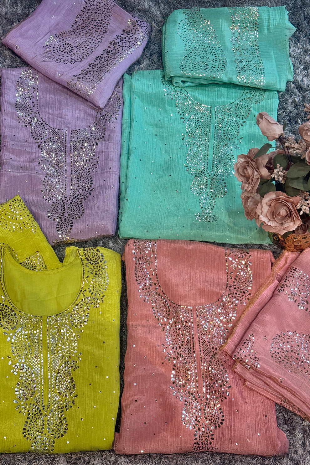 Pure Crushed Tissue Pitha Work Unstitched Suit Set – Charu Kapoor